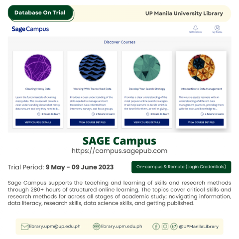 Database On Trial: SAGE Campus | University Library